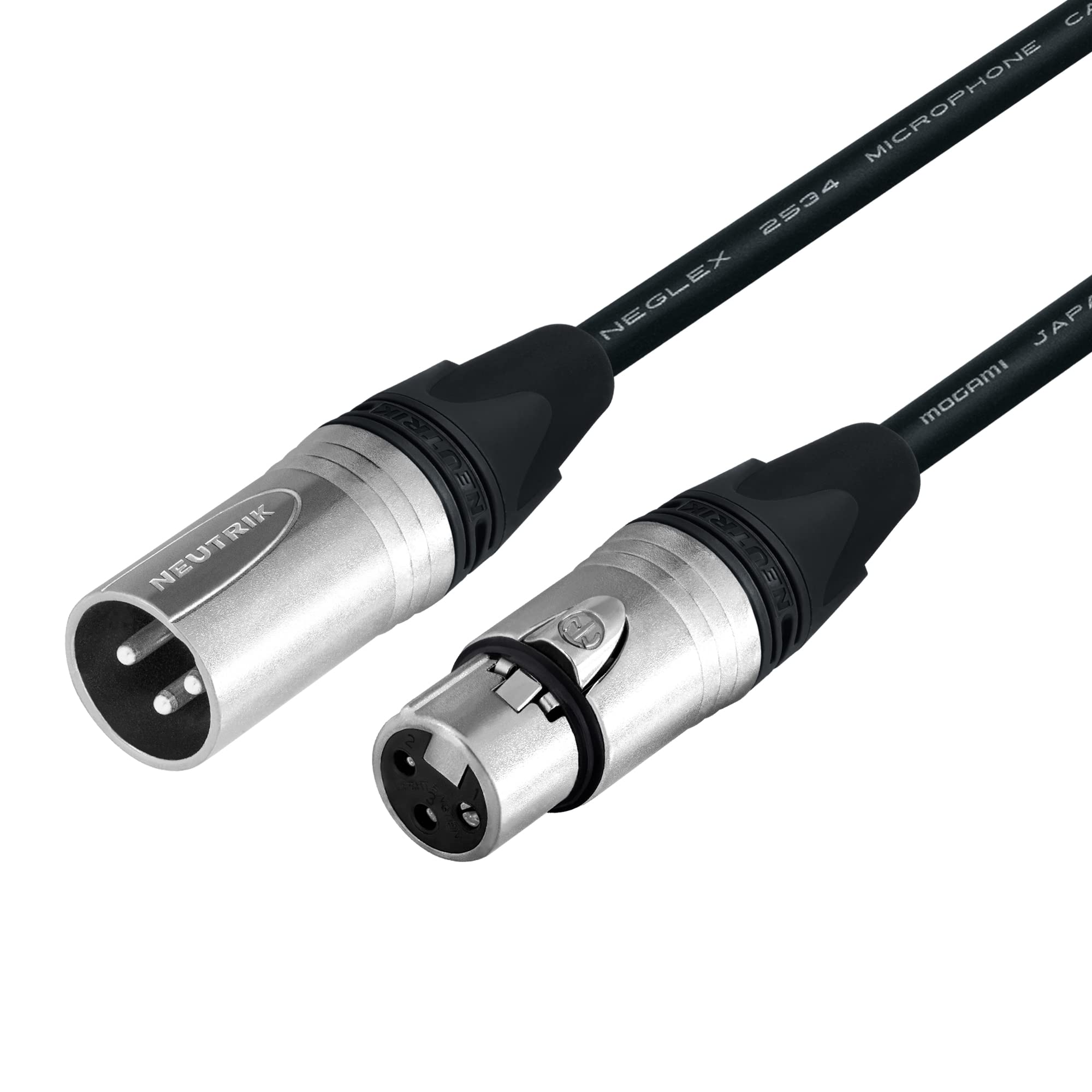 WORLDS BEST CABLES 1 Foot β Quad Balanced Microphone Cable Custom Made Using Mogami 2534 Wire and Neutrik NC3MXX Male & NC3FXX Female Silver XLR Plugs