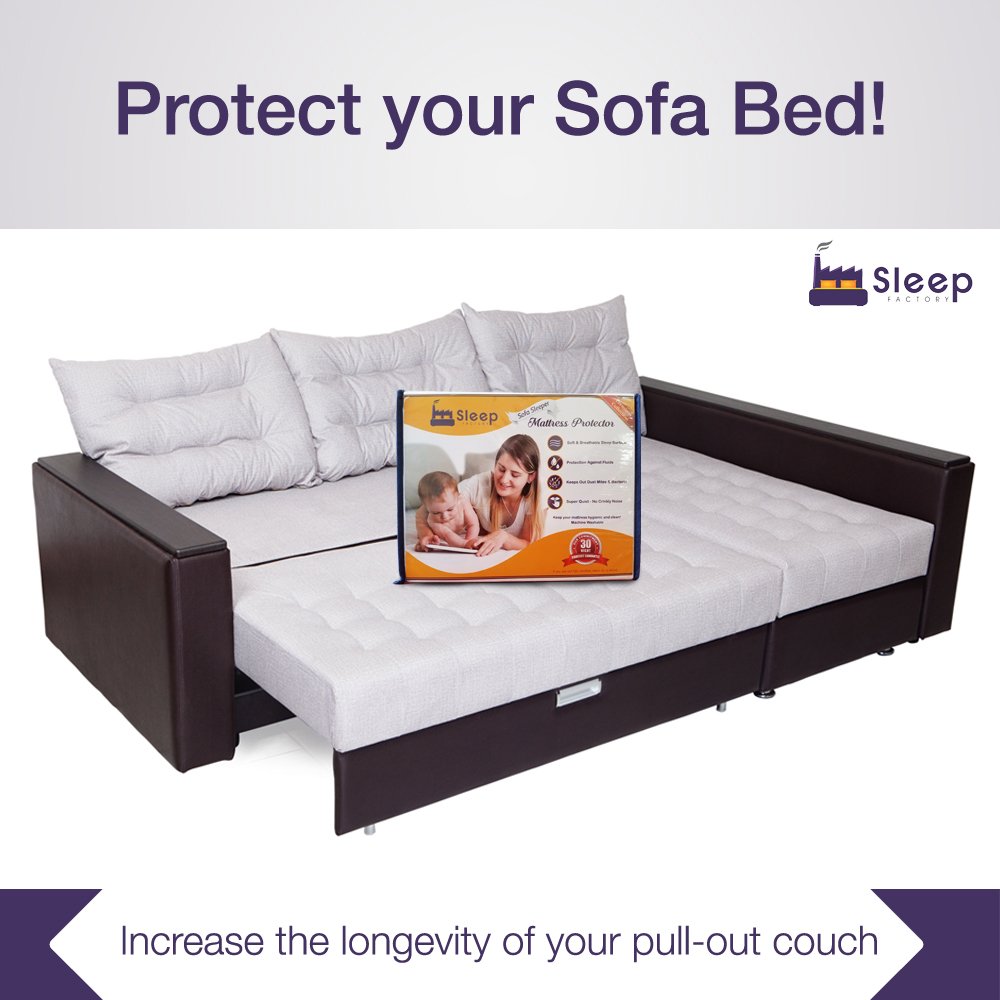 Sleep Factory - Mattress & Sofa Bed Sleeper Protector | Waterproof, Premium 100% Jersey Cotton Top, Cot Size (30x80), 6” Depth, White