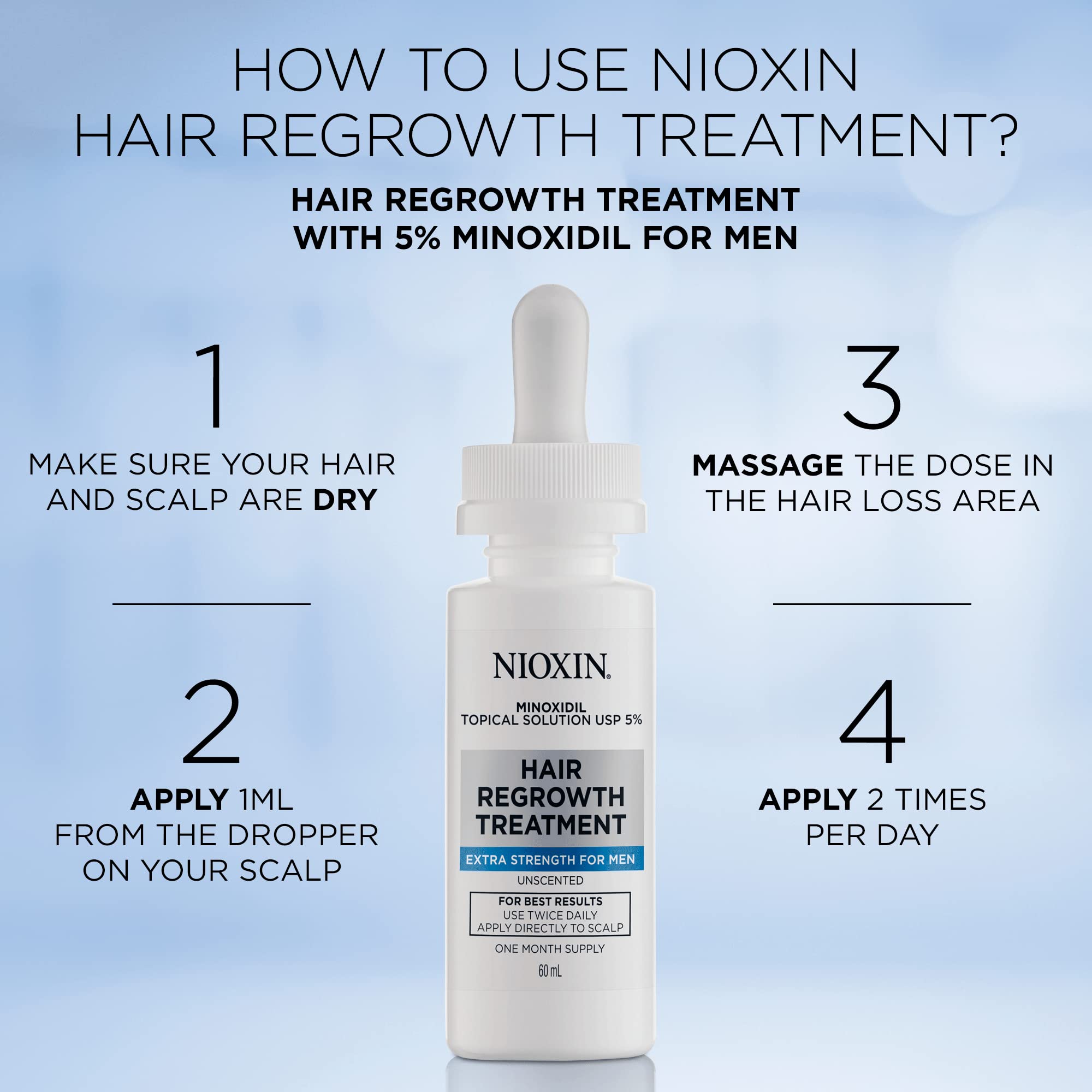 Nioxin Hair Regrowth Treatment for Men with Minoxidil 5%, 3 Month Supply, 6 oz