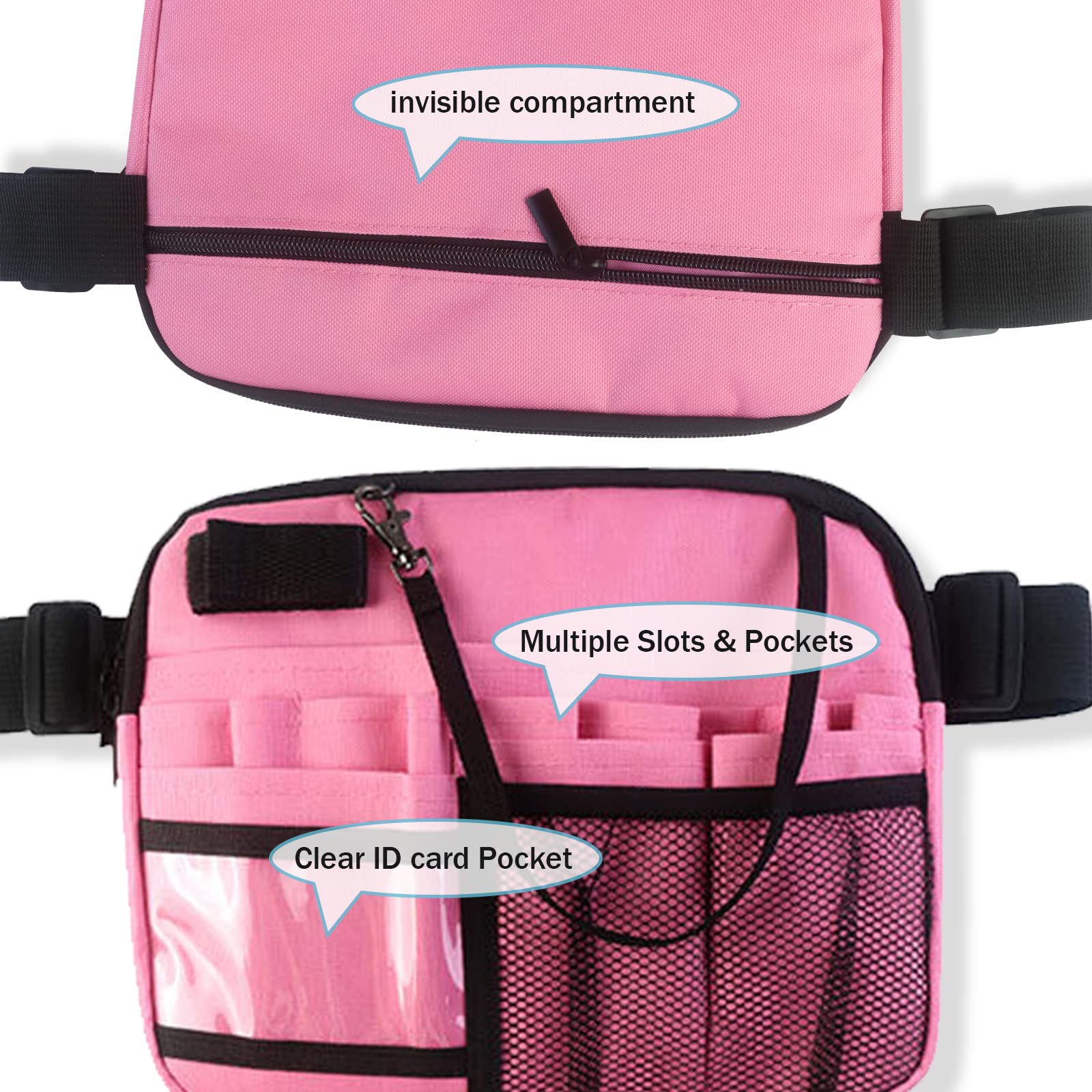 Nurse Fanny Pack for Women,qozabualy Utility Belt Bag Multi Compartment with Medical Tool Pockets, Nurse Accessories for Work & Nursing School Essentials(Pink)