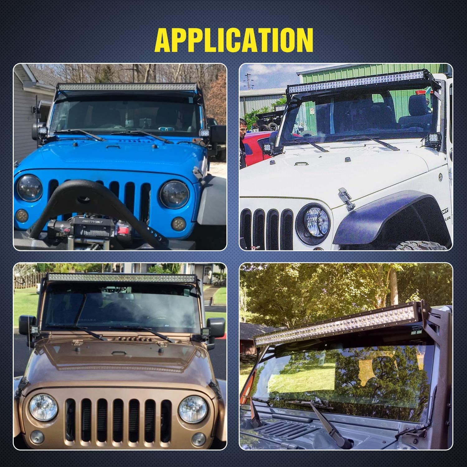 Nilight Windshield Frame Mounting Bracket for 52” LED Light Bar and Pod Light on Wrangler JK 2007-2017, 2 Years Warranty