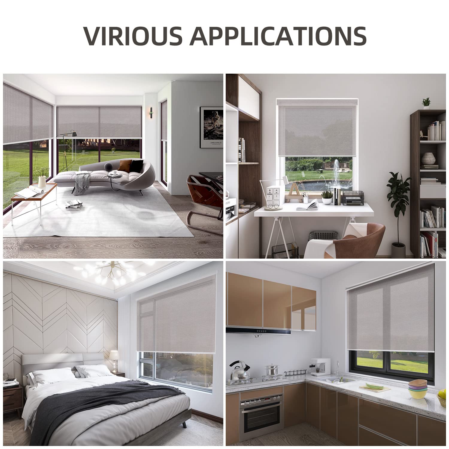 WEFFORT Motorized Shades 50% Blackout Smart Blinds Work with HomeKit Alexa Google Home Electric Blinds with Remote Control for Windows Shade for Smart Home, PVC FREE SUNSCREEN Stone