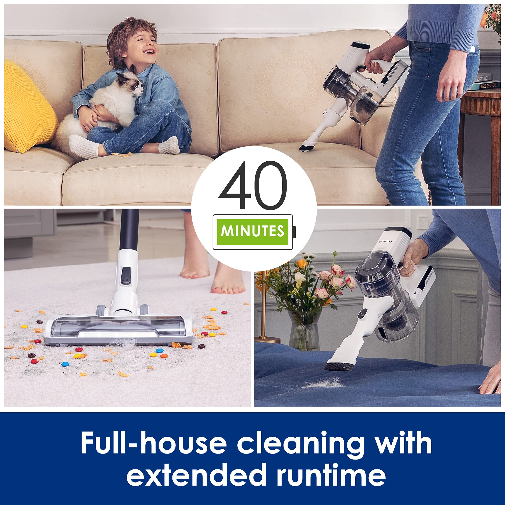 Tineco PWRHERO11 Snap Cordless Vacuum Cleaner, Lightweight Handheld Stick Vac 120W Powerful Suction for Carpet, Hard Surface, Pet Hair
