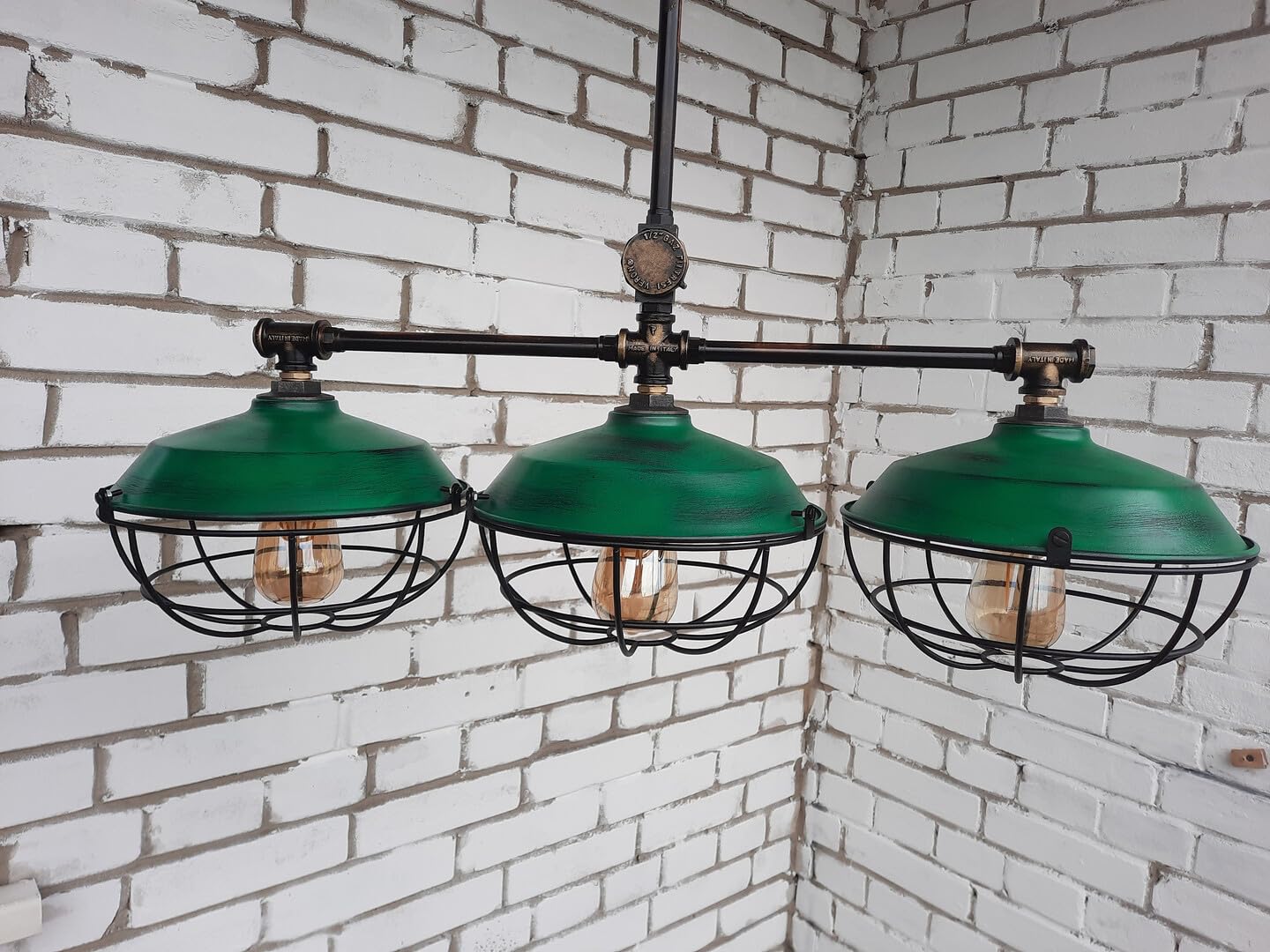 Rustic industrial pendant lamp. Steampunk lamp. Ceiling pendant lighting