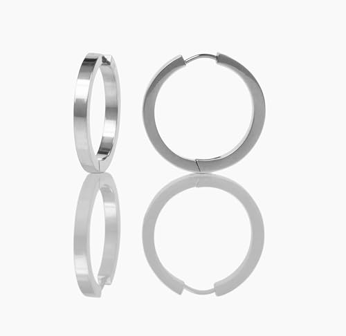 Tini Lux | Hypoallergenic Earrings | Square City Hoop | Silver | Titanium Silver Hoop Earrings | Silver Hoops for Women, Sensitive Ears, Trendy Womens Earring Set
