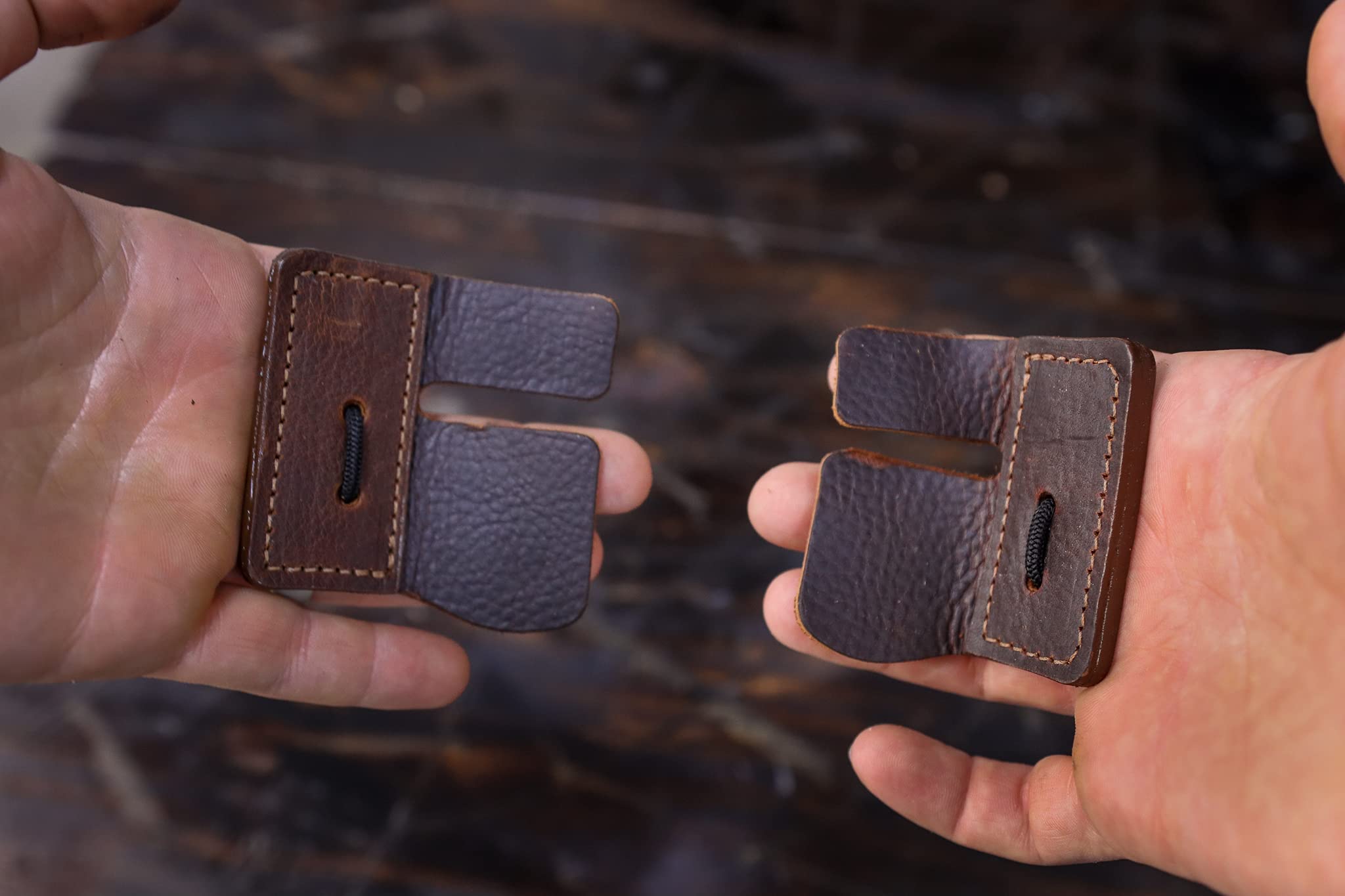 Shatterproof Archery Split Finger Archery Shooting Tab | Real Leather | Made in USA (Right Hand Chrome Tan)