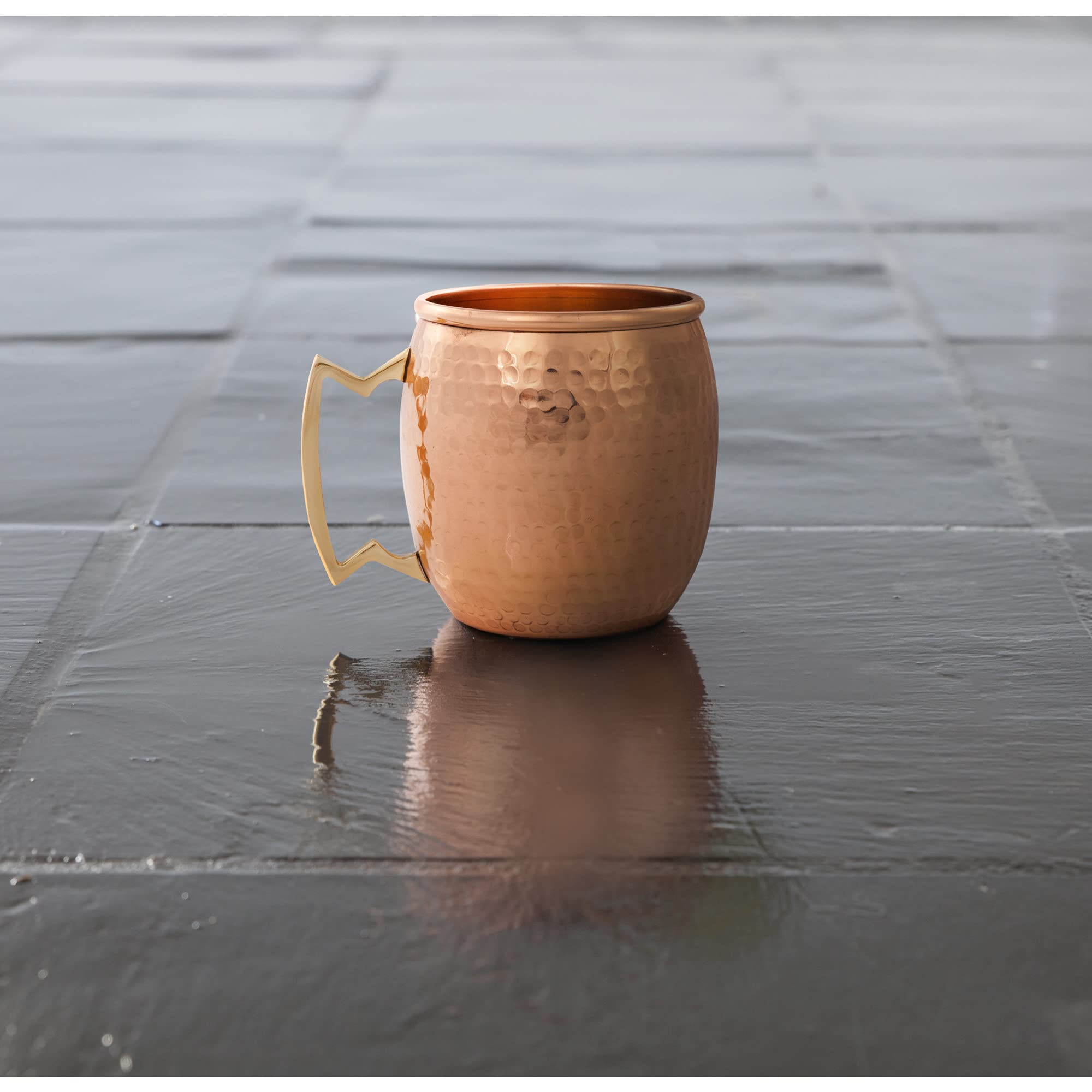 Twine Hammered Copper Moscow Mule Mug, Copper Cups for Moscow Mules, Copper Bar Cart Accessories, 16 oz