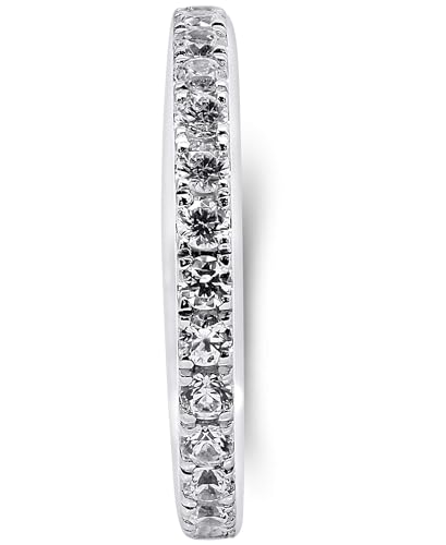 ORO LEONI 925 Sterling Silver Cz Eternity Band Ring - 14k Silver, Yellow And Rose Gold Plated (Silver, 7)