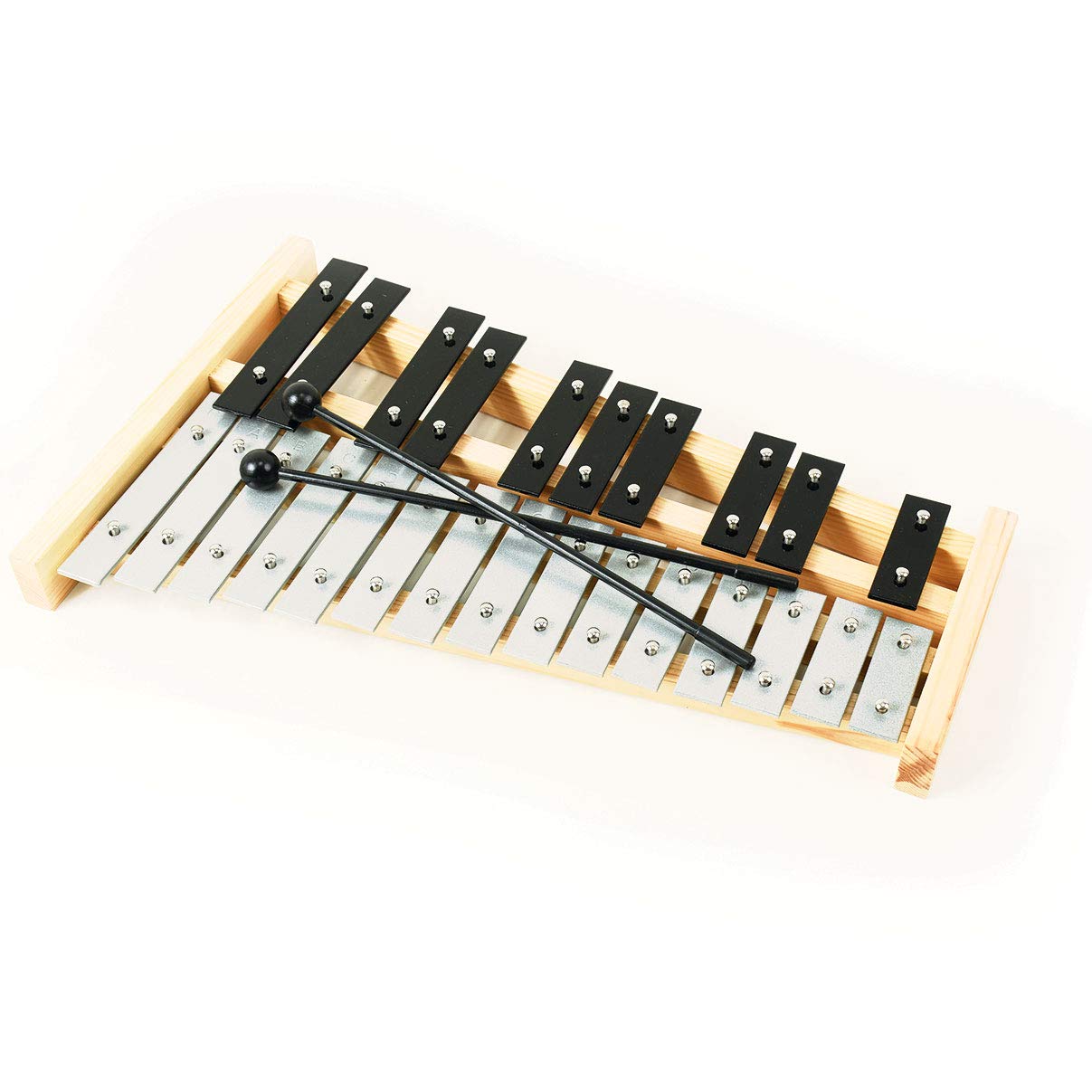 Professional Wooden Soprano Glockenspiel Xylophone with 25 Metal Keys for Adults & Kids - Includes 2 Plastic Beaters