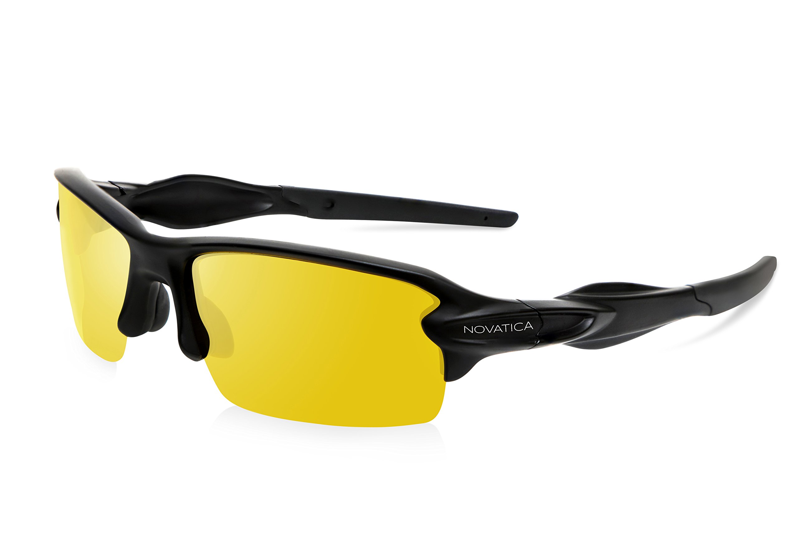 NOVATICA Night Driving Semi Polarized TAC Glasses – Yellow Clear Lens - UV Protection - Men & Women with Accessories