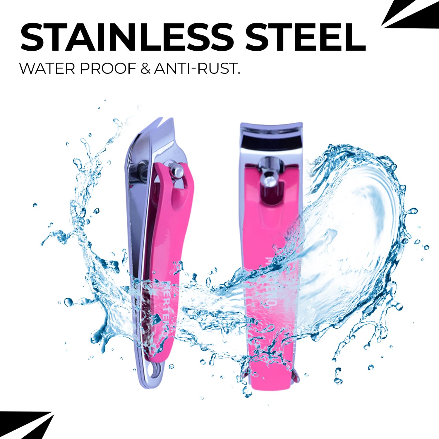 Professional Nail Clippers Set 3 Pack Premium Sharp Stainless Steel Fingernail & Toenail Clippers with Sturdy Travel Tin Case, Professional Manicure Kit Fingernail Tools for Nail Care (Pink/Silver)