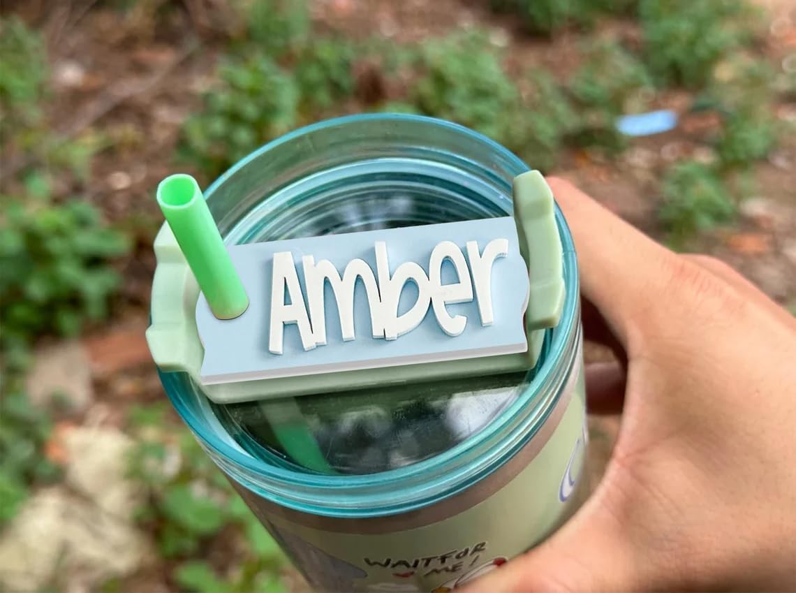 Personalized Stanley Tumbler Name Plate, Custom Name Tumbler ID Tag, Stanley Straw Topper