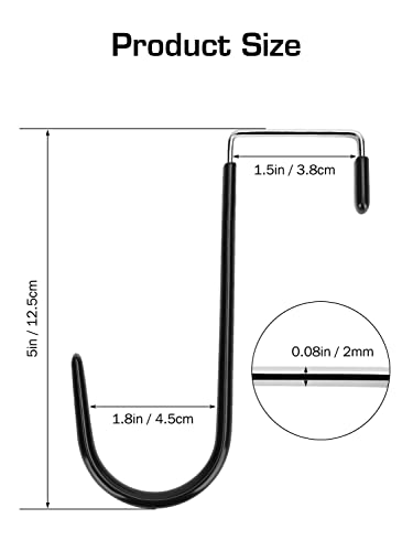 Over The Door Hook - 4 Pack Single Hooks Hanger Metal for Hanging Towel Coats Clothes Hats Bags Bathroom | Black