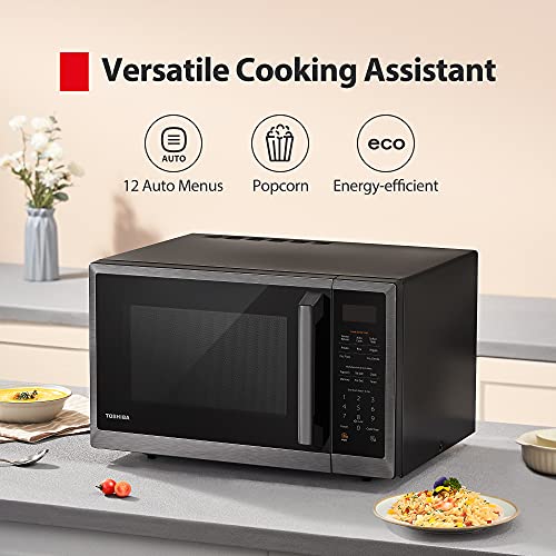 TOSHIBA ML2-EM12EA(BS) Countertop Microwave Oven With Stylish Design + Toshiba Speedy Convection Toaster Oven Countertop Bundle