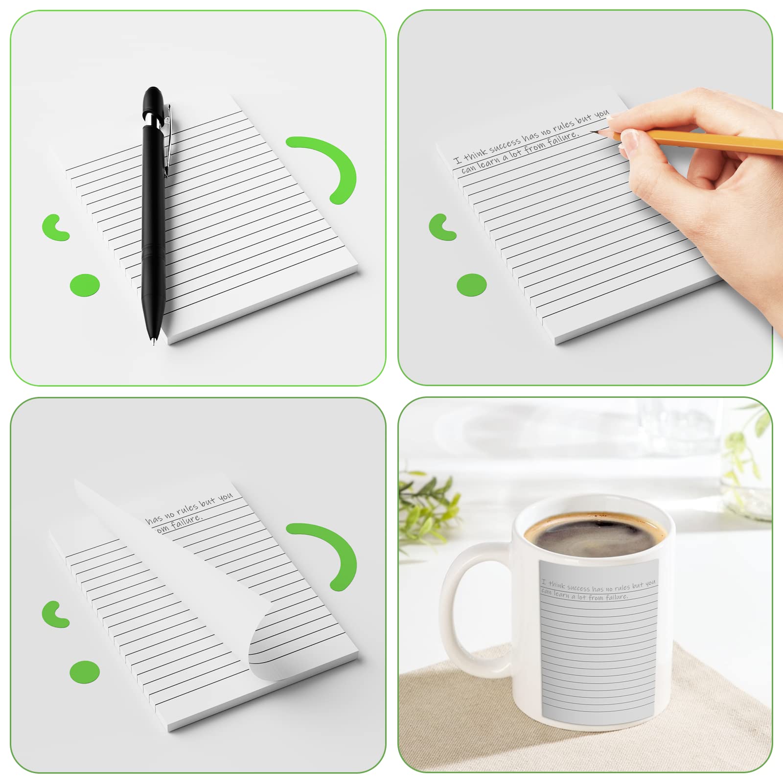 Nichela Lined Sticky Notes 6 Pack of Sticky Note Pads 3x5 Inches Sticky Notes 80gsm Quality Paper Small Sticky Notes 15 Lines Sticky Note Easy to Post for Home, School, Office (Light Yellow)