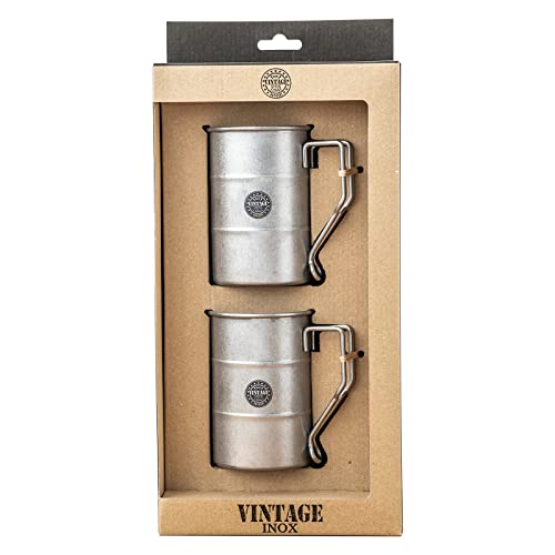 VINTAGE INOX B-2 Vintage Camping Tableware Set, Made in Japan, Outdoor, Camping, Glamping, Velvelling, Aging Treatment, Shatterproof, Dishwasher Safe