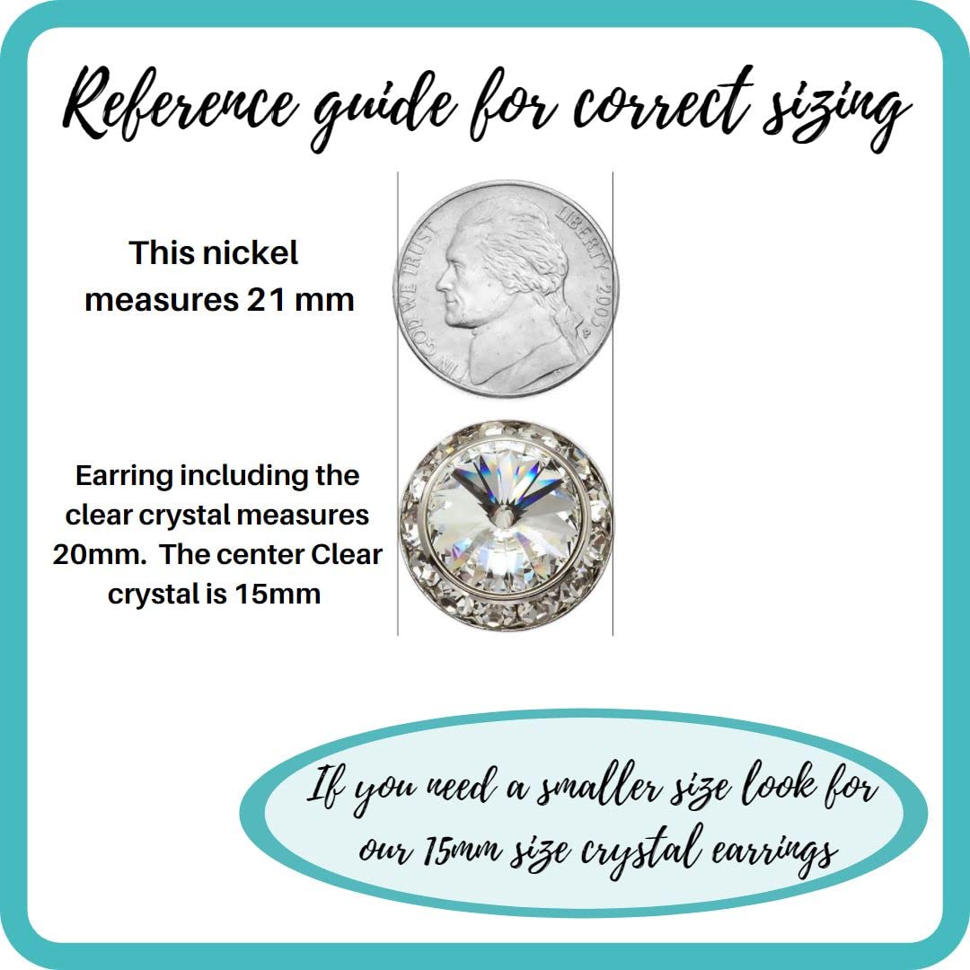 PammyJ Clear 20mm Crystal Framed Post Earrings Wedding Jewelry