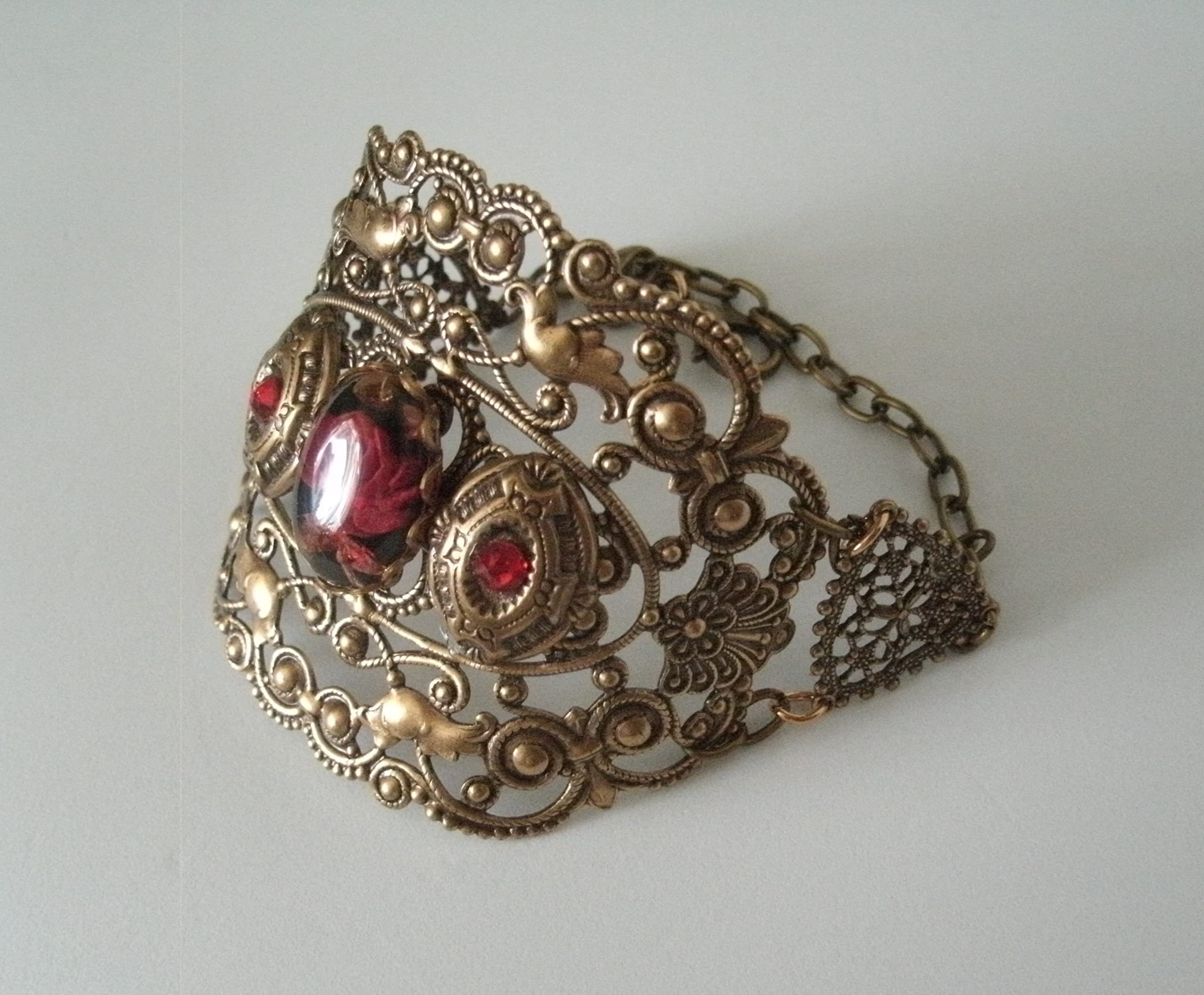 Rose Cuff Bracelet, handmade jewelry gothic victorian edwardian art nouveau steampunk art deco
