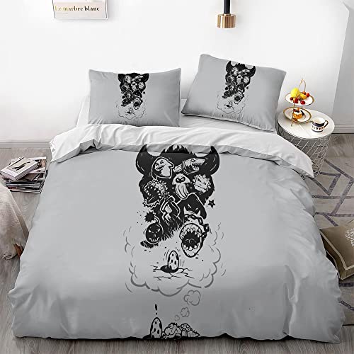 NICHIYOBI Redcap Beard Plumber Bros Game Movie Duvet Cover Set 3D Bedding Comforter Cover 3 Pcs (1 Duvet Cover+2 Pillowcases) Bedding Set (07,Queen-90x90in+20x30in*2)