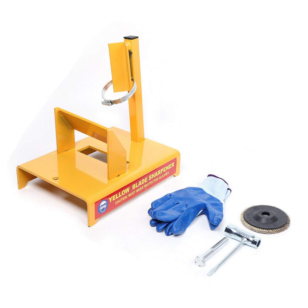 Yellow Lawn Mower Blade Sharpener w/Sharpener Blade, All American Blade Sharpener Lawnmower Blade Sharp Tool Kit - 30°Bevel Sharpening (US Stock)