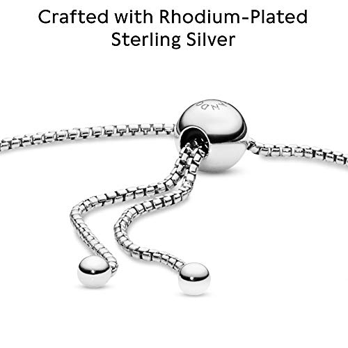 Pandora Jewelry Pink Sparkling Slider Tennis Cubic Zirconia Bracelet in Sterling Silver, 9.0"