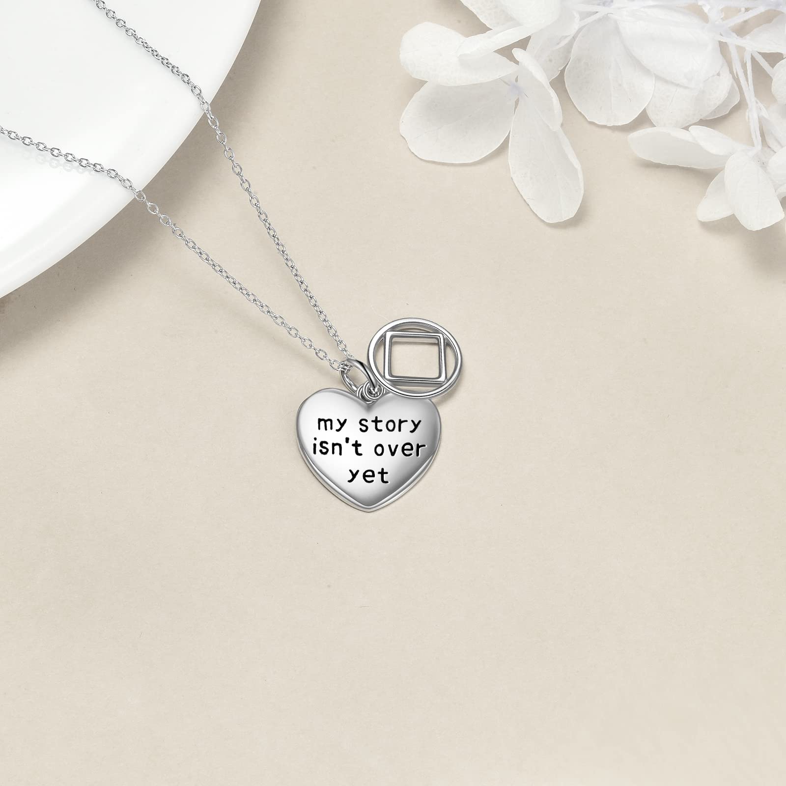 YAFEINI NA Gift Necklace Sterling Silver Narcotics Anonymous Recovery Symbol Necklace NA Sobriety Pendant Jewelry for Women Gift
