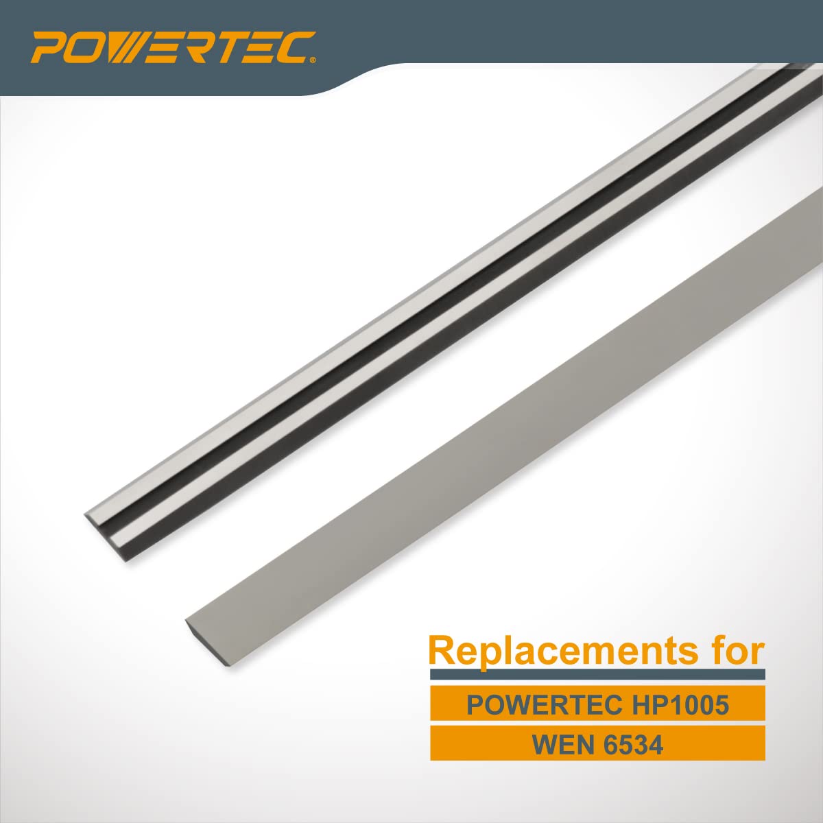 POWERTEC 12831 3-1/4" (82mm) Carbide Hand Held Planer Blades Replacement for Black&Decker, Bosch, Hitachi, Makita, Porter Cable, Ryobi, Stanley, WEN - Set of 2