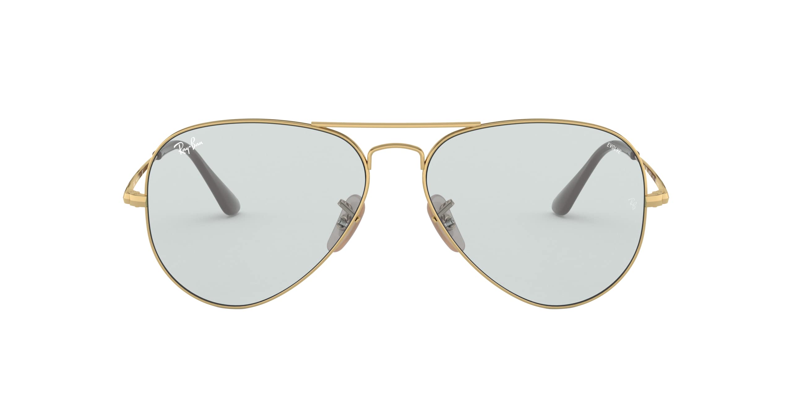 Ray-Ban RB3689 Aviator Metal II Polarized Sunglasses, Gold/Evolve Photochromic Pink to Violet, 55 mm
