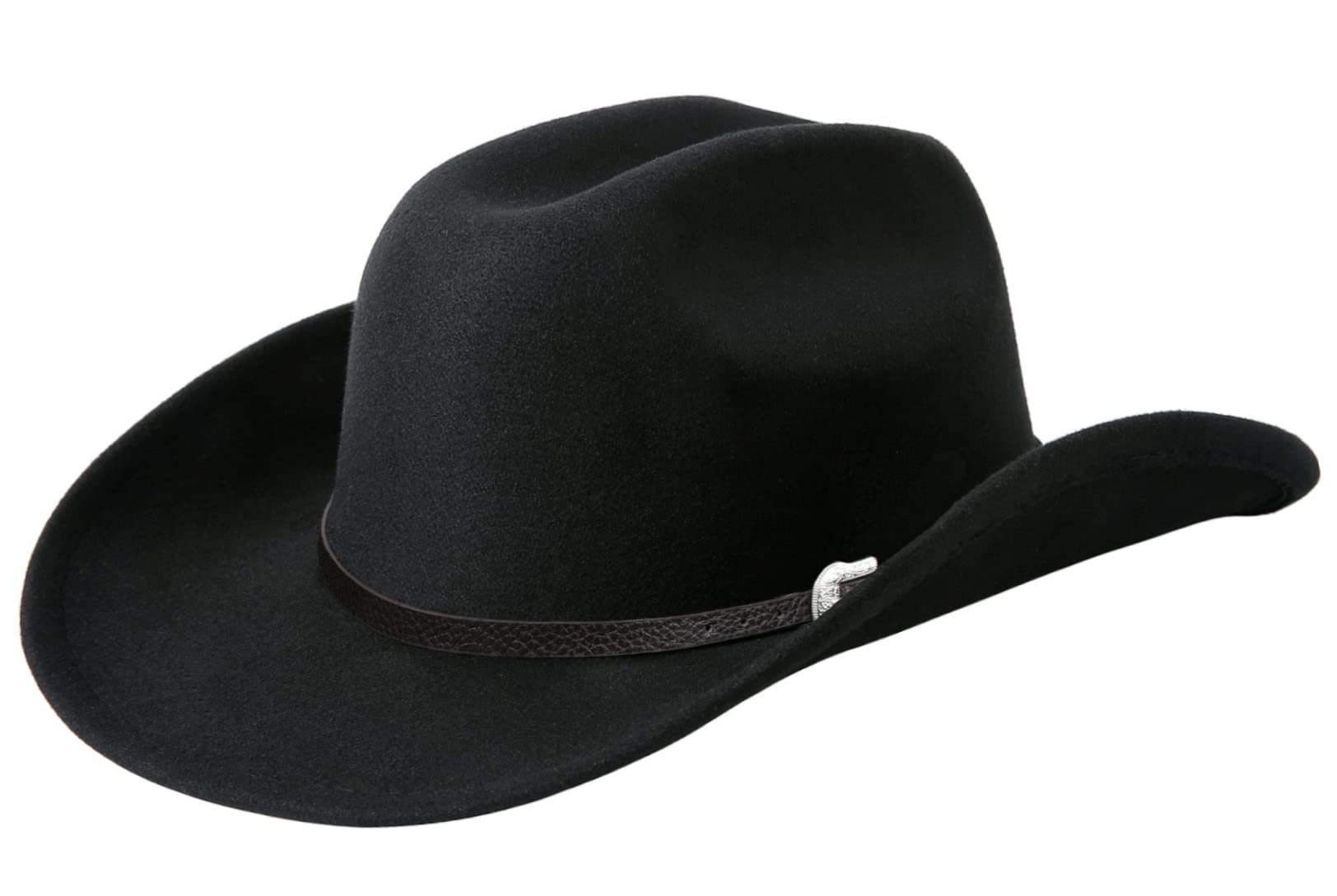Western Cowboy Hat for Men Women Classic Roll Up Fedora Hat with Buckle Belt(Size:Medium) Black