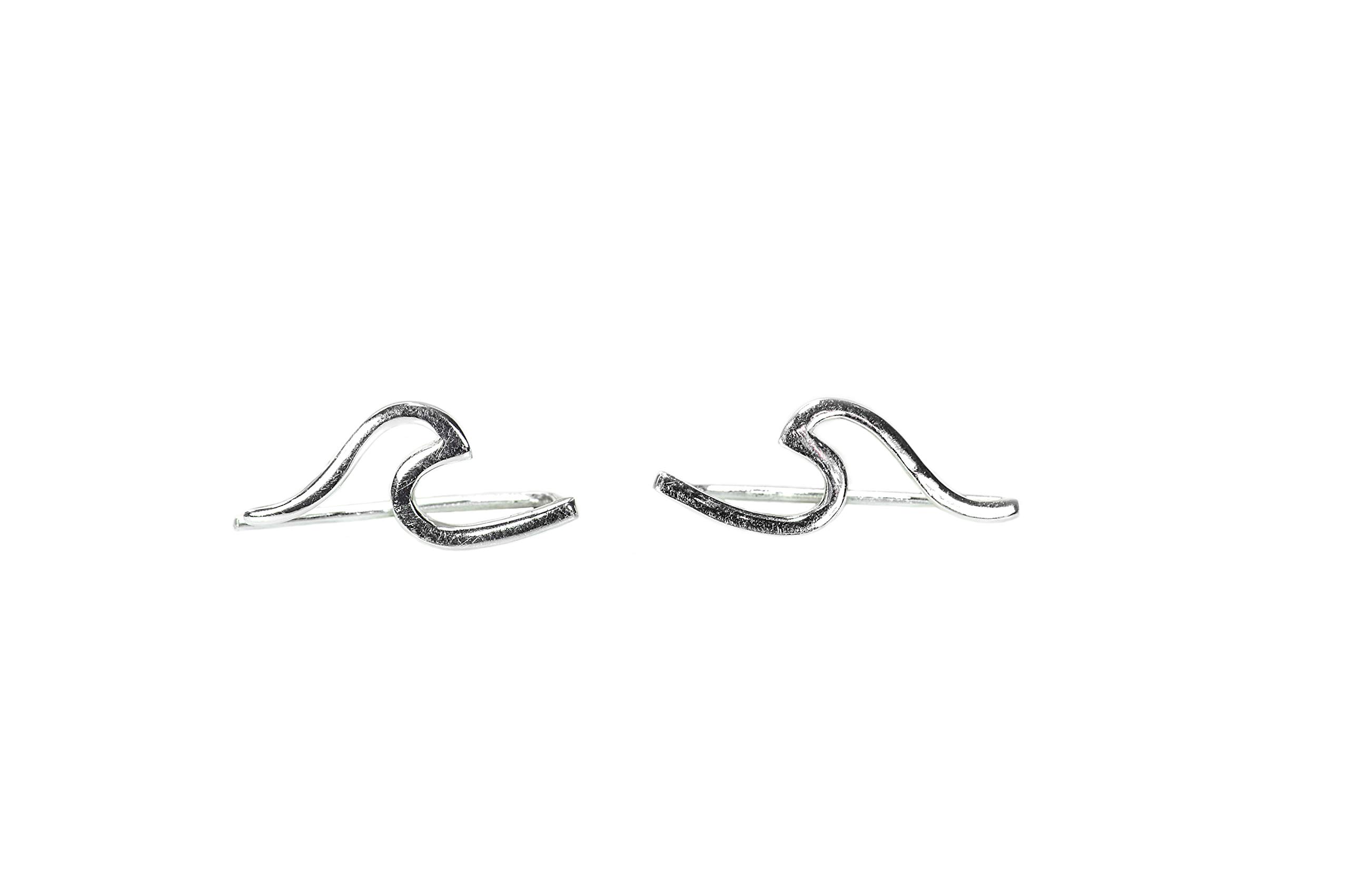 Pura Vida Silver Wave Ear Climber Earrings .925 Sterling Silver - 1 Pair