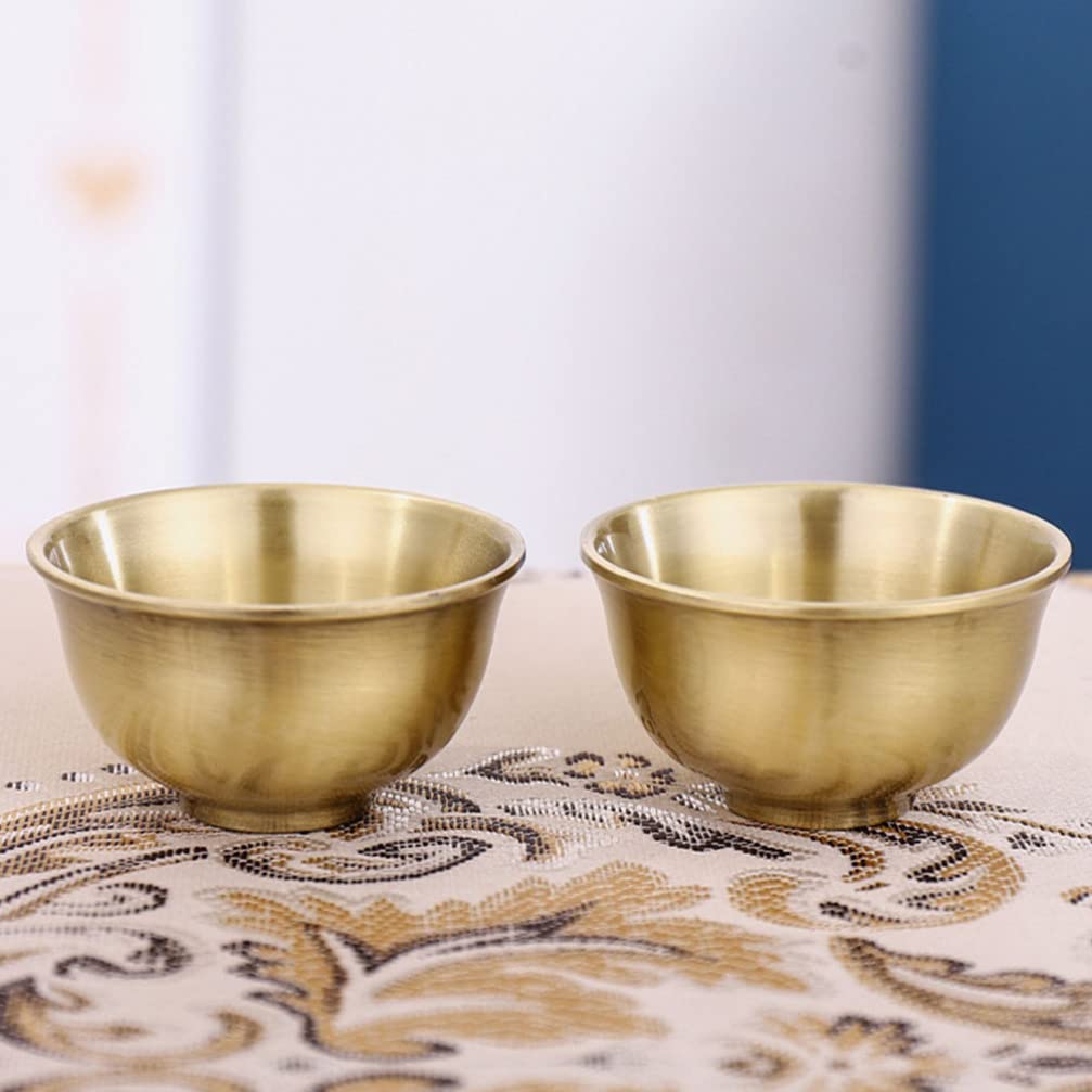 Vintage Tea Wine Drinking Cup: 2pcs Tea Bronze Cup Sake Cup Retro Sip Wine Cup Small Champagne Drinking Cup Chalices Gold Tea Mug