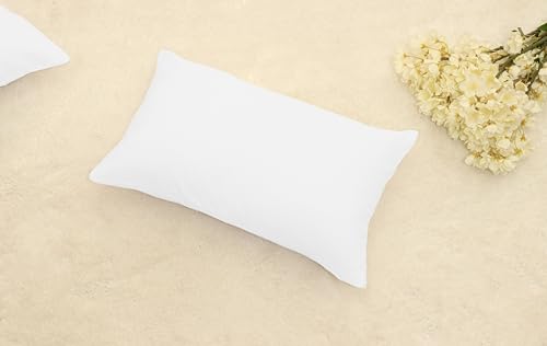 PurpleEssences Pack of 2 Cotton Pillow Covers Decorative Square Throw Pillowcase Soft Solid Cushion Case for Spring and Summer Sofa Bedroom Car - 12x20 Inch - White