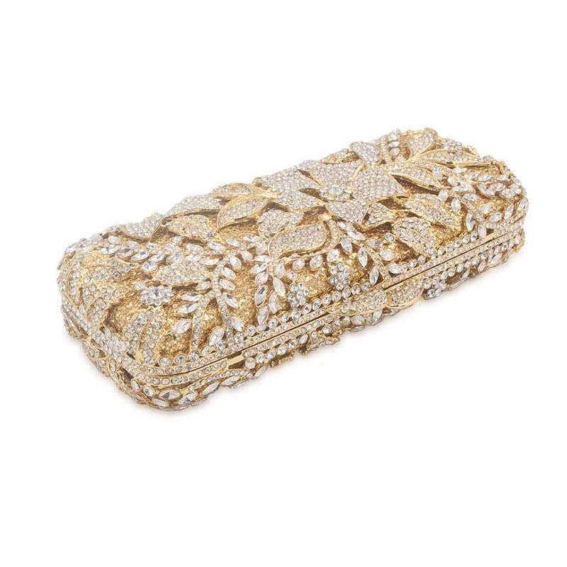 ZHUHW Crystal Flower Metallic Shoudler Bags Lady Wallet Shoulder Chains Dinner Party Evening Clutch Bags