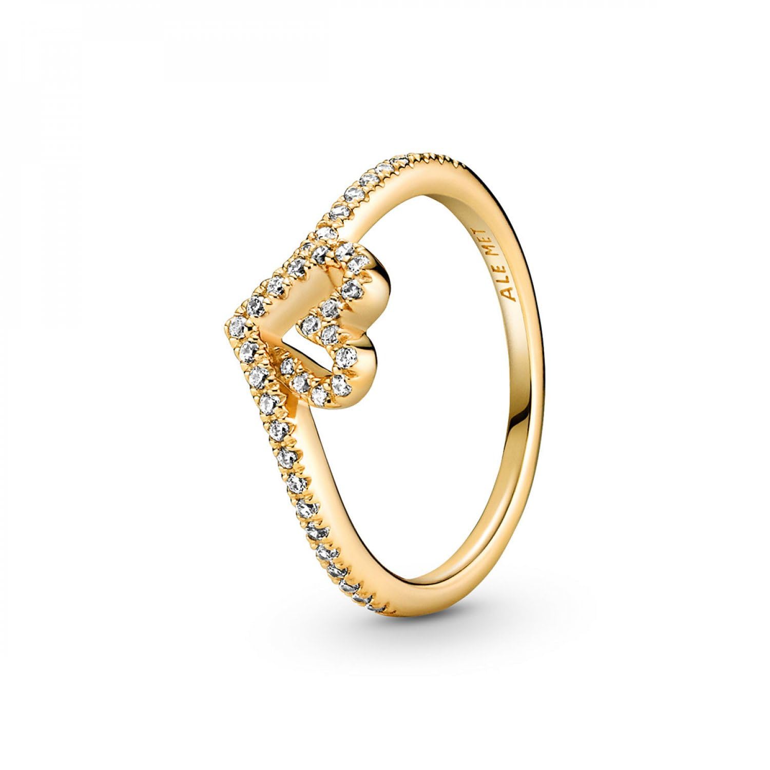 PANDORA Timeless Wish Sparkling Heart Ring - Hand-Finished 14k Gold-Plated PANDORA Shine with Cubic Zirconia - Size 7 - No Gift Box