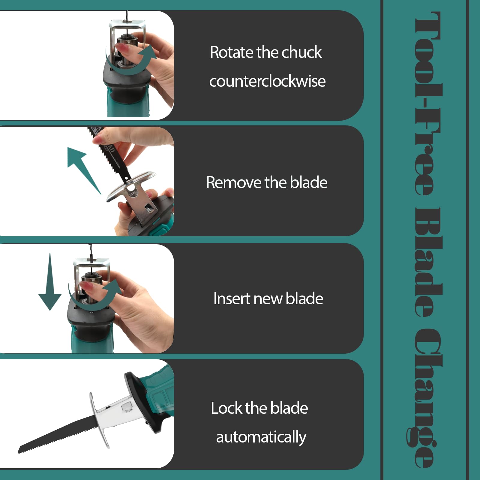 PEDONY Cordless Reciprocating Saw for Makita 18V Battery Powerful Reciprocating Saw with 4 Saw Blades Variable Speed Trigger for Wood/Metal/PVC Cutting (Tool Only)
