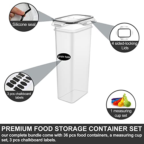 RAZCC Airtight Food Storage Containers Set, 30 PACK Cereal for Kitchen and Pantry Organization Canisters Cereal, Rice, Flour & Oats, Marker and Labels