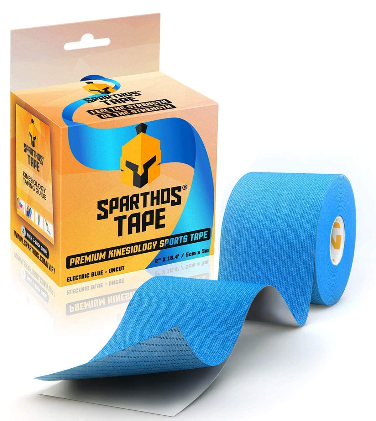 Sparthos Kinesiology Tape [Electric Blue - 16.4ft Uncut Roll] x Ice Packs for Injuries [Size Medium + Cover]