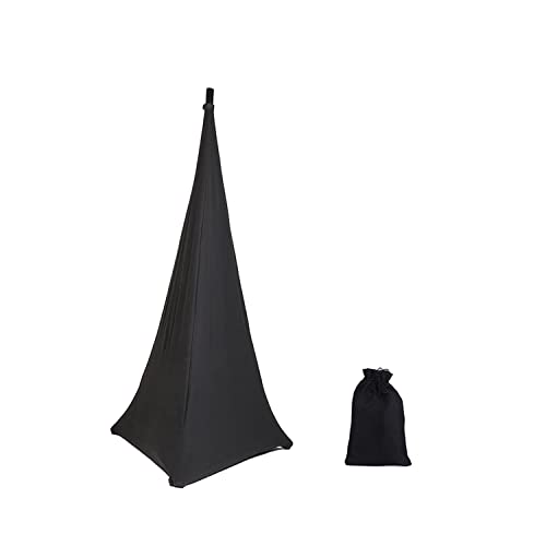 Speaker Stand Tripod Stretch Covers,360 Degree Cover Made of stretchable high-elastic spandex material, with velcro and free bag. (Black-2 Pack)