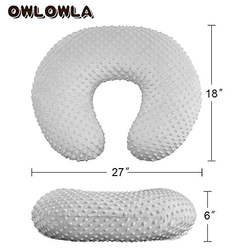 OWLOWLA Minky Nursing Pillow Cover, Breastfeeding Pillow Slipcover Fits Nursing Pillow for Baby Boy Girl(Silver Gray)