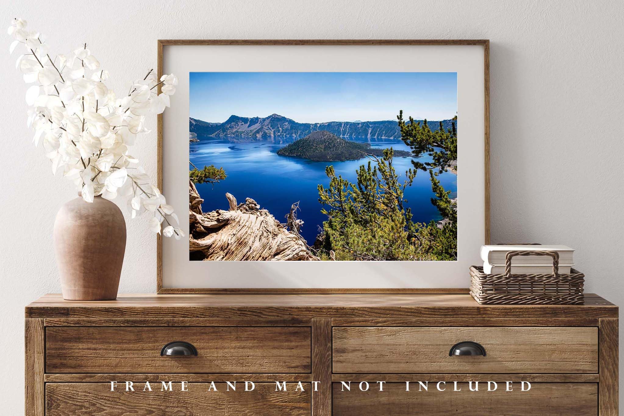 Pacific Northwest Photography Print (Not Framed) Picture of Crater Lake on Summer Day in Oregon Cascade Mountains Wall Art Nature Decor (5" x 7")