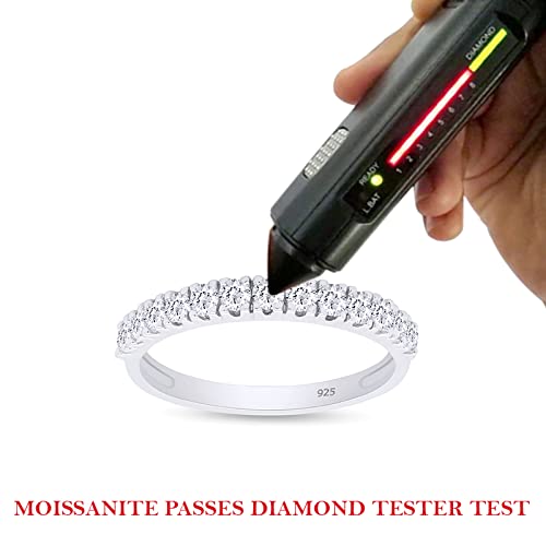 SAVEARTH DIAMONDS 0.4CTTW G-H 2.26MM Width Moissanite Lab Created Diamond Lab Created Diamond Half Eternity Wedding Band Ring In Sterling Silver for Women Ring Size-7