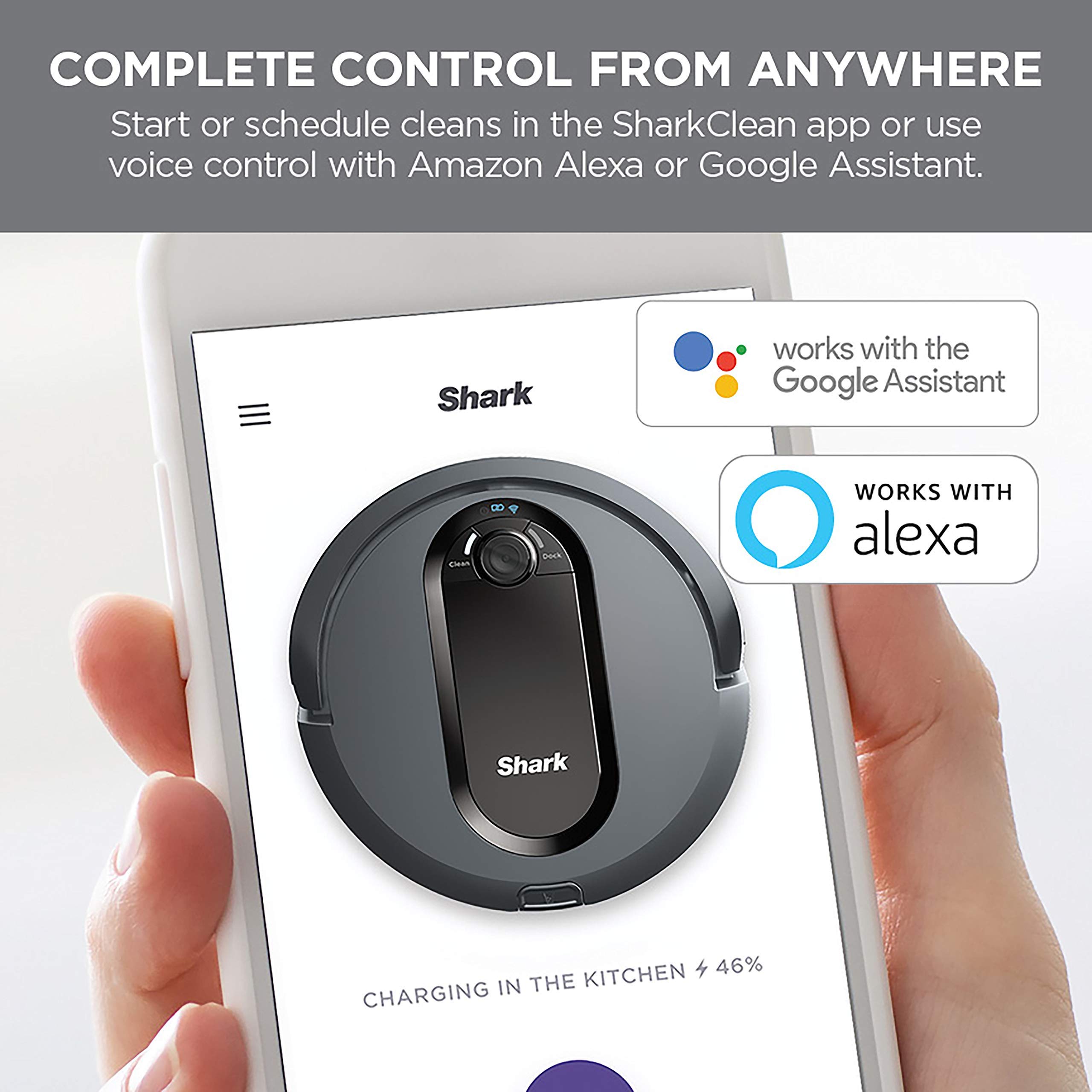 Shark IQ Robot Vacuum AV970 Self Cleaning Brushroll, Advanced Navigation, Perfect for Pet Hair, Compatible with Alexa, Wi Fi, XL dust bin, A Black Finish (Renewed)