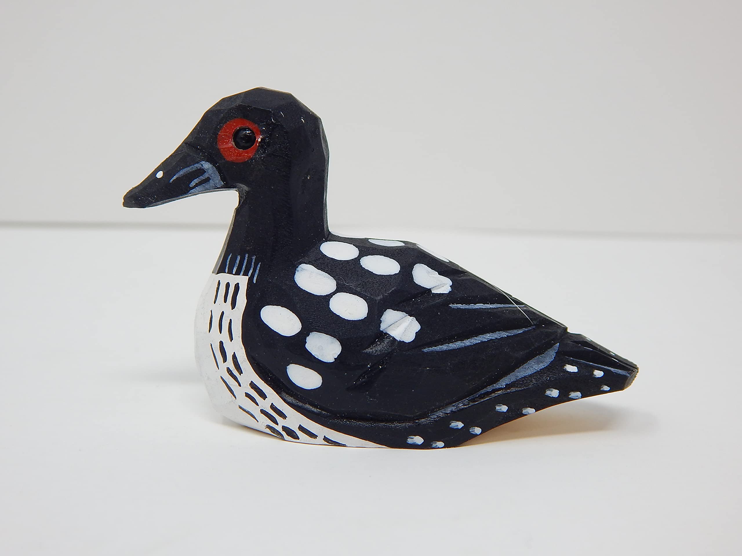 Selsela Common Loon Wooden Figurine Small Animal Garden Statue Carving Decoration Small Animals