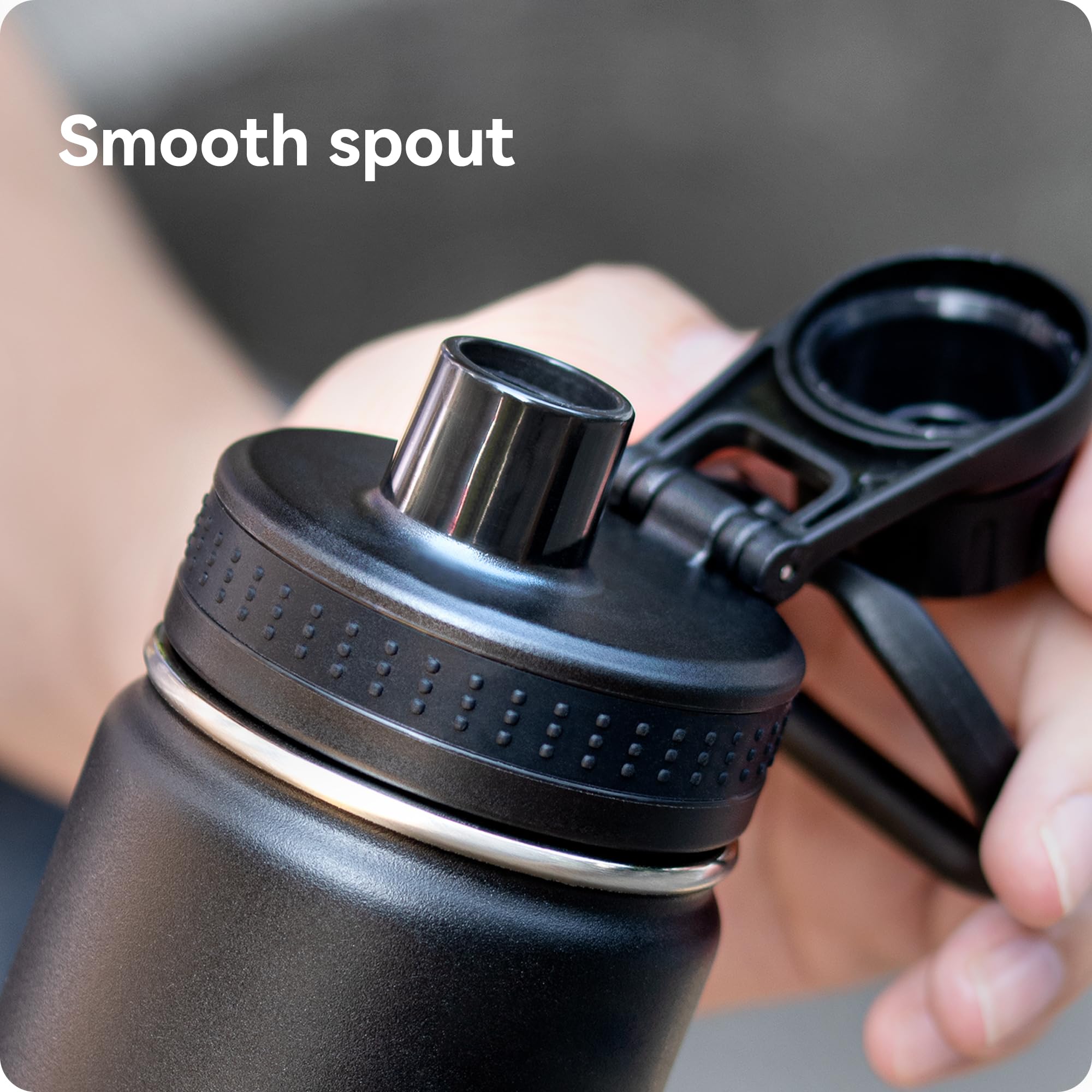 Prurex Spout Lid for Hydro Flask 12 16 18 22 32 40 64oz Wide Mouth Water Bottle,Replacement Lid for Hydroflask,Thermoflas,Iron Flask Wide Mouth Bottles (Black, 2 Pack)