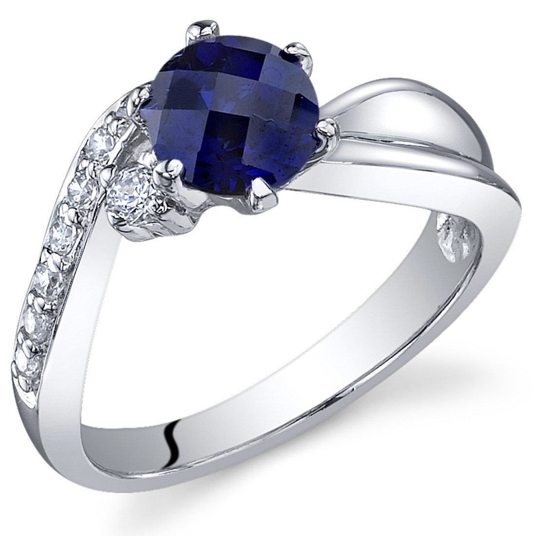 PEORA Ethereal Curves 1.25 carats Created Sapphire Ring in Sterling Silver Size 6