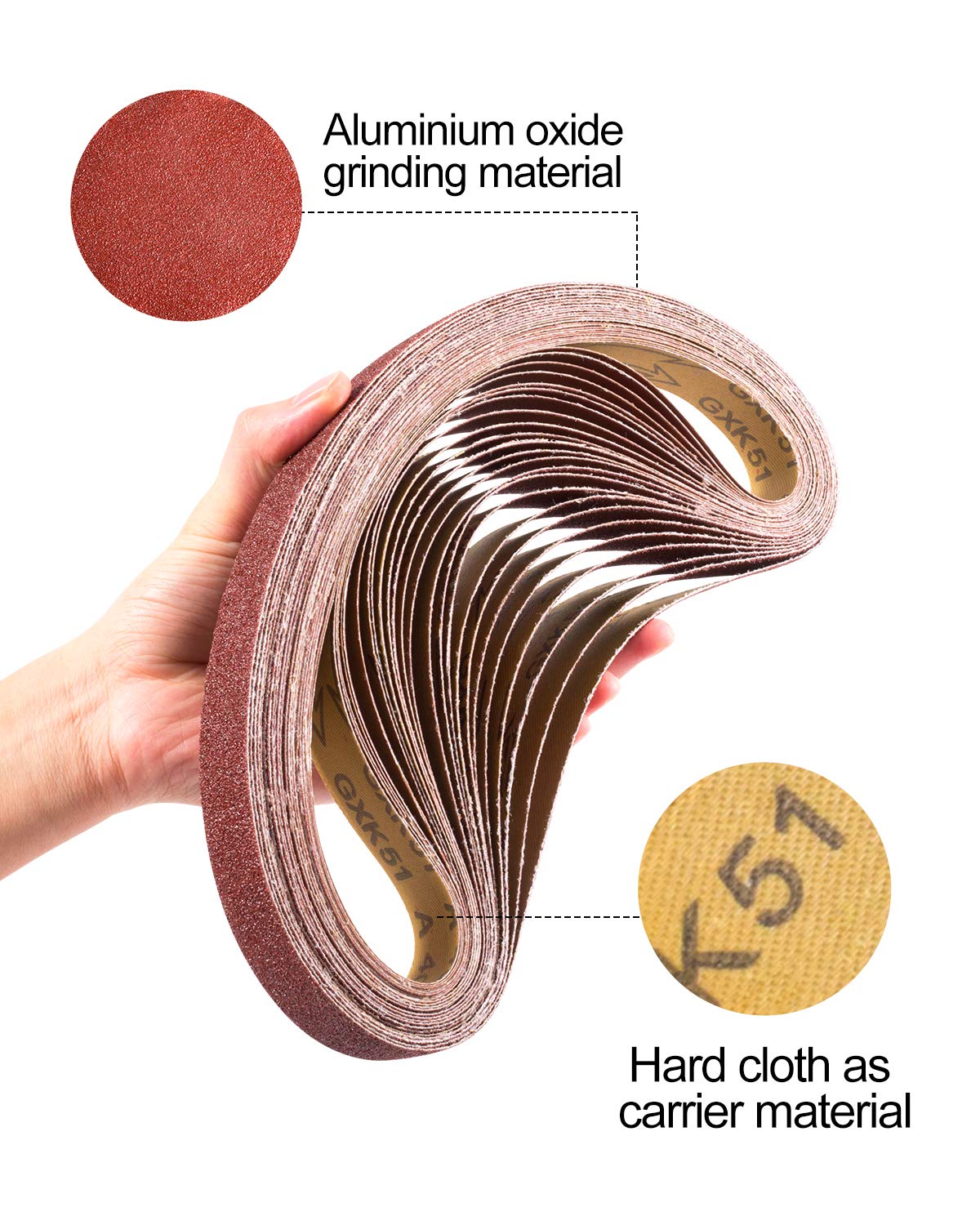 S SATC Sanding Belts 12 PCS Belt Sander Paper 4×24 Inch, Aluminum Oxide (2 Each of 60, 80, 120,150,240,400 Grits)