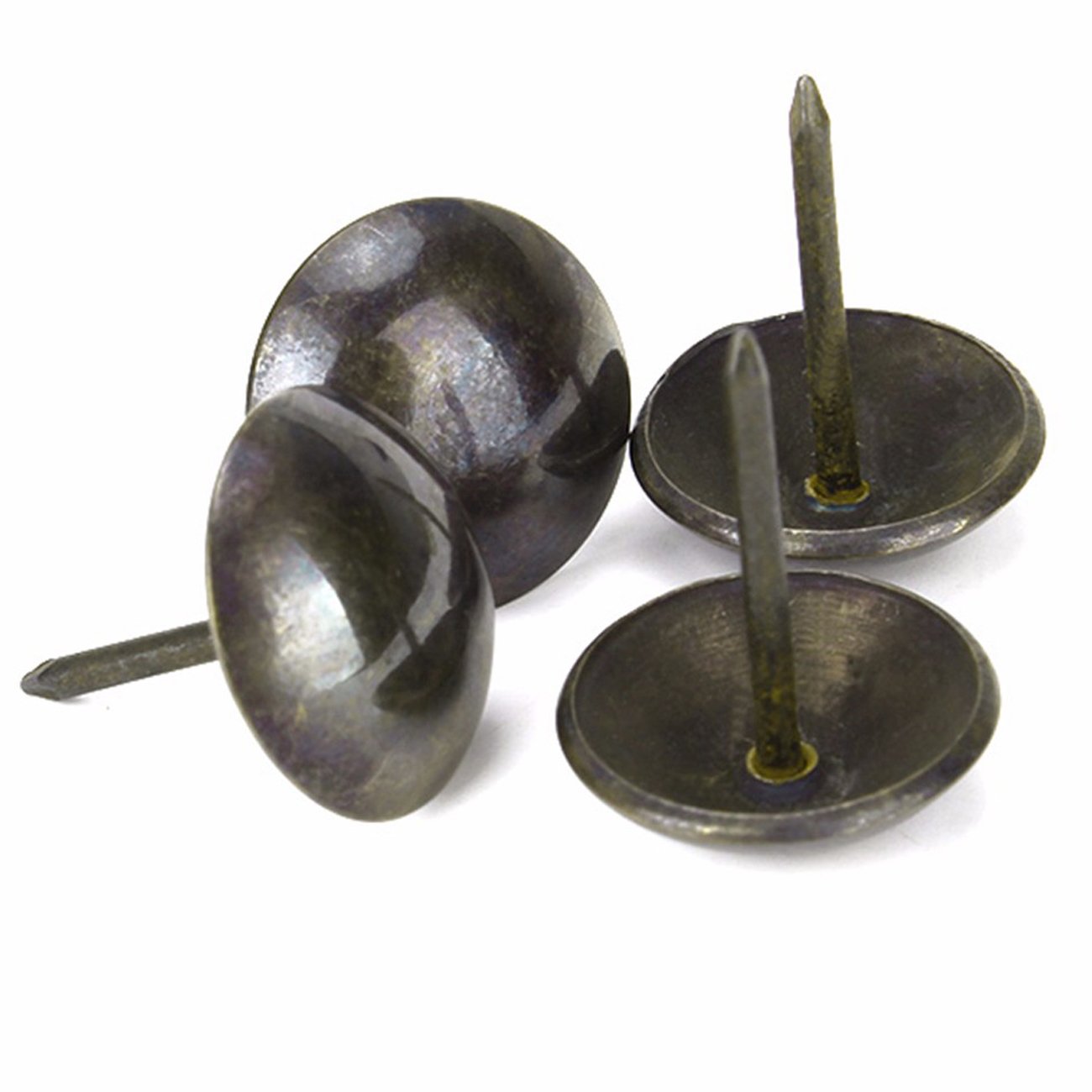 Ogrmar 50PCS Round Large-Headed Nail/Antique Upholstery Nails/Furniture Tacks 1" Diameter Antique Brass (1" x 1")
