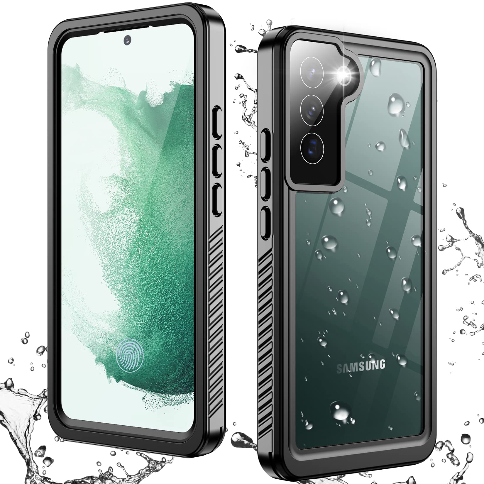 SPIDERCASE for Samsung Galaxy S22 Plus Case Waterproof, Built-in Screen Protector 360° Full Body Protective IP68 Underwater Dustproof Shockproof Case for Samsung Galaxy S22 Plus 5G 6.6’’,Black