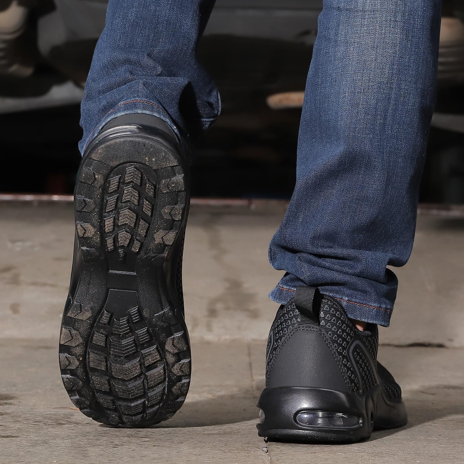 NIFOFISE Steel Toe Shoes for Women Safety Work Shoes Composite Toe Sneakers Slip Resistant Blk 38.5