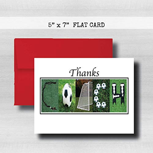 Personalized Soccer Coach Thank You Card, 5"x 7" Flat Card, Greeting Cards